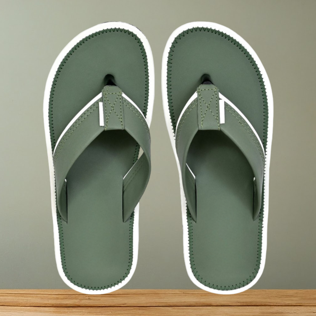 Flip Flop Smooth Leather Slippers Sandals Green Color – Addhuri Store